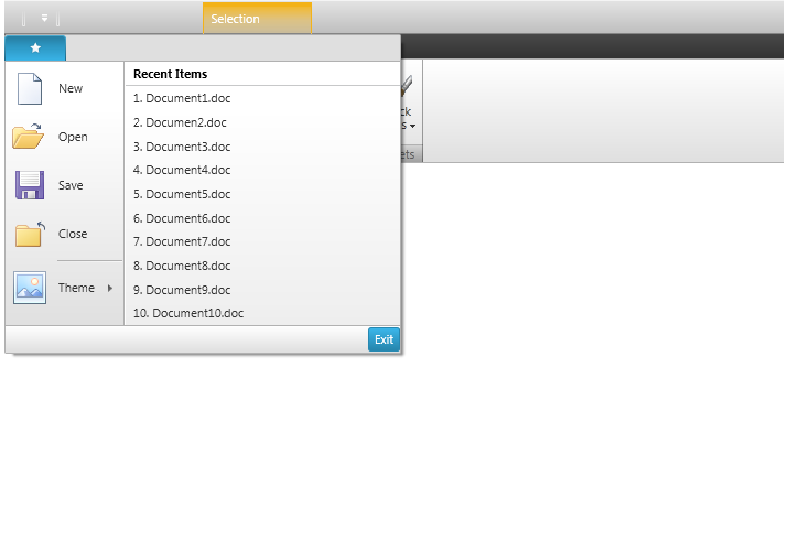 Application Menu Ribbon Wpf