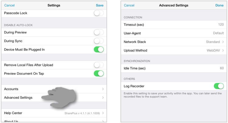 Central Application Configuration - SharePlus iOS™ Help