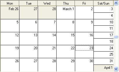Display Weekends As Full Days - Infragistics Windows Forms™ Help